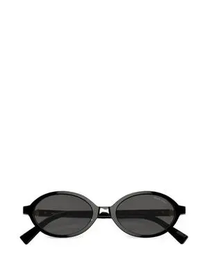 Miu Miu Logo-lettering Oval Sunglasses - Black