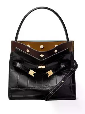 Tory Burch Small Lee Radziwill Textured Leather Bag - Black