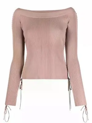 Dolce & Gabbana Lace-detail Knitted Wide-neck Top - Pink