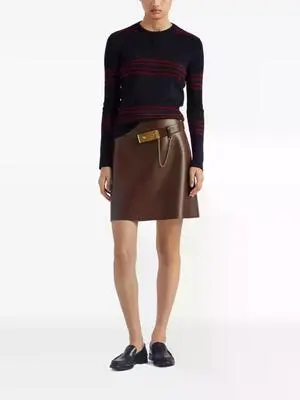 Prada Belted Leather Mini Skirt