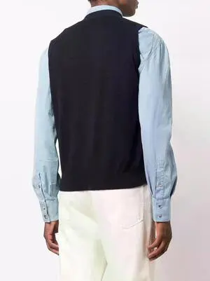 DELL'OGLIO V-neck Cashmere Vest - Blue