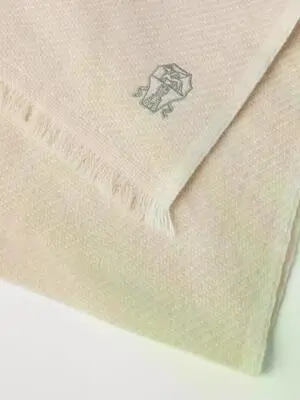 Brunello Cucinelli Logo-embroidered Cashmere Scarf - Neutrals