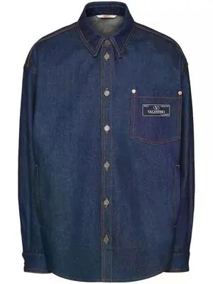 Valentino Garavani Logo Appliqué Denim Shirt