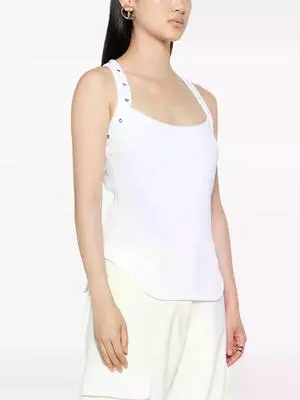 Attico Ribbed-knit Tank Top With Eyelet Embellishments - White