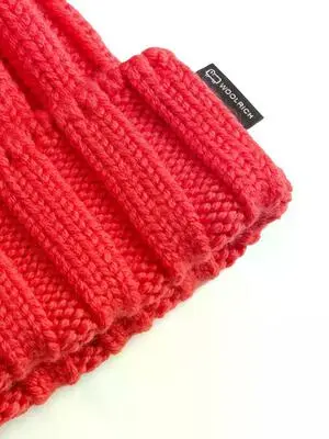 Woolrich Virgin Wool Pompom Beanie - Red