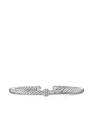 David Yurman Sterling Cable Bangle With Diamonds - Silver