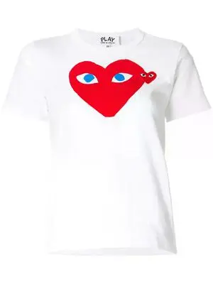 Play Comme Des Garcon Heart-print T-shirt - White