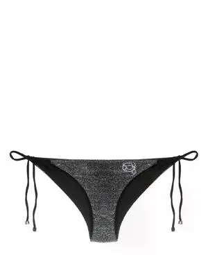 Karl Lagerfeld Ikon Lurex Tie-fastening Bikini Bottoms - Grey