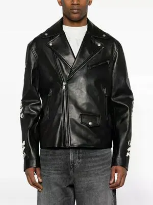 Palm Angels Monogram-print Leather Biker Jacket