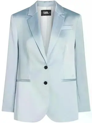 Karl Lagerfeld Single-breasted Satin Blazer - Blue