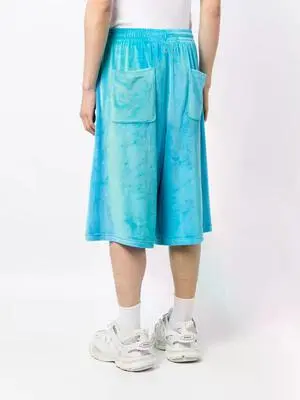 TEAM WANG DESIGN Brushed-effect Drawstring Bermuda Shorts - Blue