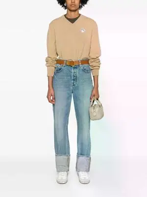 Play Comme Des Garcon Heart-patch Wool Jumper - Neutrals