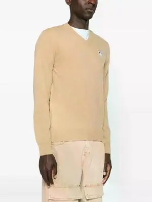 Play Comme Des Garcon Heart-patch Wool Jumper - Neutrals