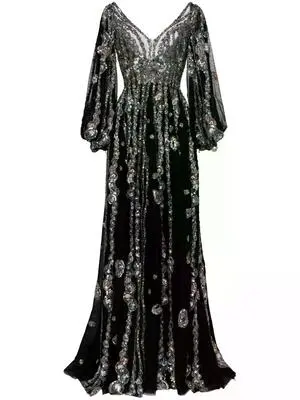 SAIID KOBEISY Beaded Tulle Gown