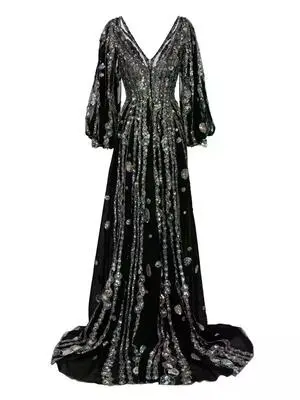 SAIID KOBEISY Beaded Tulle Gown