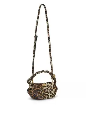 GANNI Leopard Print Braided Top Handle Bag - Brown