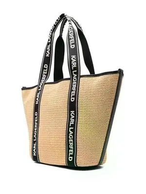 Karl Lagerfeld Logo-patch Raffia Beach Bag - Neutrals