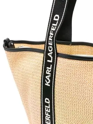 Karl Lagerfeld Logo-patch Raffia Beach Bag - Neutrals