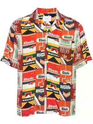 Rhude Cigarette-print Silk Shirt - Red