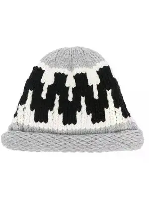 Kenzo Zigzag-knit Beanie - Grey