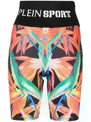 PLEIN SPORT Graphic-print Cyclist Shorts - Black