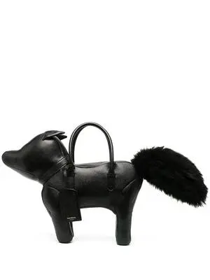 Thom Browne Fox Bag In Pebble Grain Leather - Black