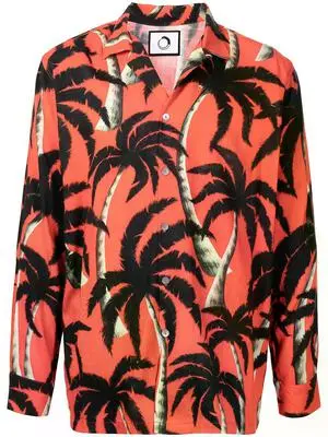 ENDLESS JOY Palm Tree-print Tencel Shirt - Red