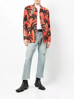 ENDLESS JOY Palm Tree-print Tencel Shirt - Red