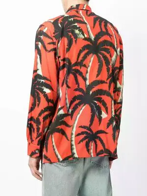 ENDLESS JOY Palm Tree-print Tencel Shirt - Red