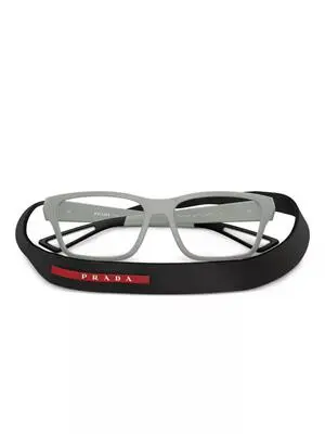 Prada Rectangle-frame Glasses With Detachable Strap - Grey