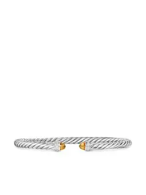 David Yurman Sterling Cablespira Citrine And Diamond Bracelet - Silver