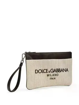 Dolce & Gabbana Logo-embroidered Canvas Clutch
