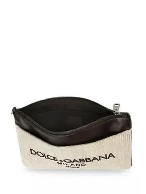 Dolce & Gabbana Logo-embroidered Canvas Clutch