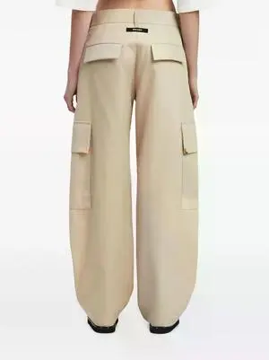 Palm Angels Wide Leg Cotton Cargo Trousers