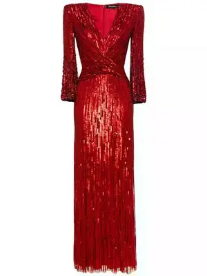Jenny Packham Cosmos Sequin-embellished Gown - Red