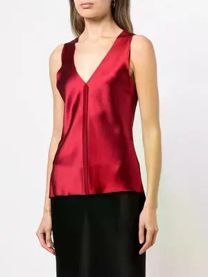 Voz Raw-edge Silk Tank Top - Red