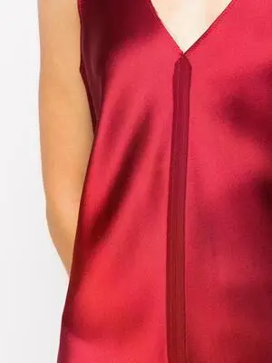 Voz Raw-edge Silk Tank Top - Red