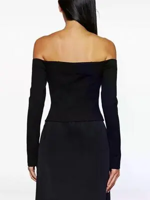 AREA Crystal-embellished Off-shoulder Top