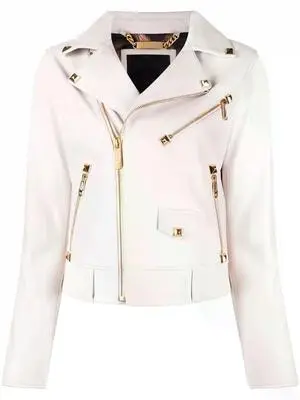 Philipp Plein Studded Biker Jacket - White