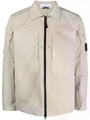 Stone Island Compass-patch Zip-up Shirt Jacket