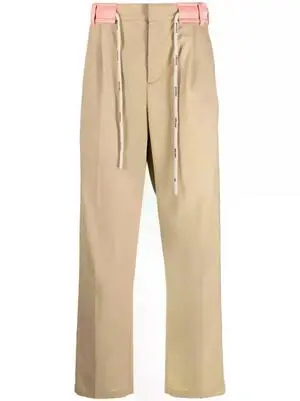 Palm Angels Drawstring-waist Straight-leg Trousers - Neutrals
