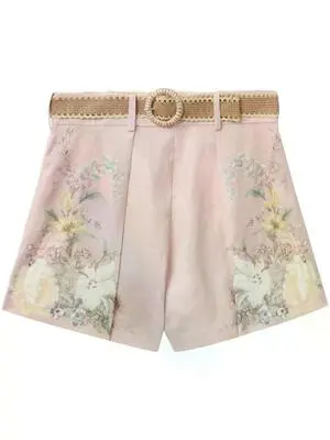 Zimmermann Waverly Floral-print Linen Shorts