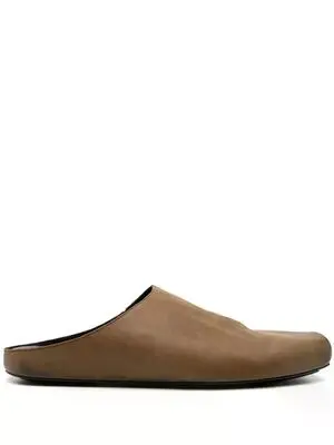UMA WANG Square-toe Leather Slippers - Green