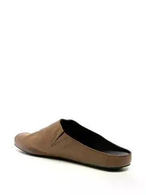 UMA WANG Square-toe Leather Slippers - Green