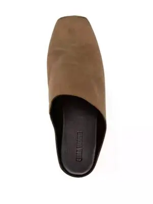 UMA WANG Square-toe Leather Slippers - Green