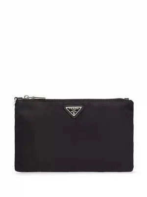 Prada Logo Plaque Clutch Bag - Black