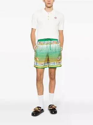 Casablanca City Scape Silk Shorts - Green