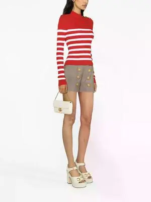 Balmain Striped Roll Neck Jumper - Red