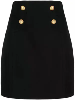 Balmain High-waisted Wool Miniskirt