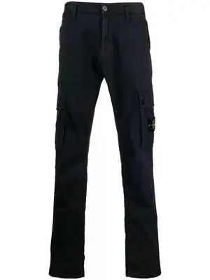 Stone Island Compass-motif Cotton Cargo Pants - Blue